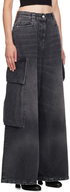 Palm Angels Wide Leg Cargo Jeans