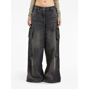 Palm Angels Wide Leg Cargo Jeans