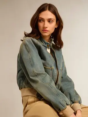 GOLDEN GOOSE Denim Zipped Bomber Jacket