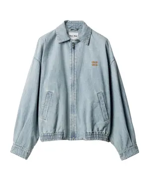 Miu Miu Logo Detailed Denim Zip-up Jacket