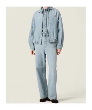 Miu Miu Logo Detailed Denim Zip-up Jacket