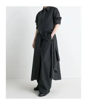 LEMAIRE Long Sleeve Gathered Maxi Dress - Black