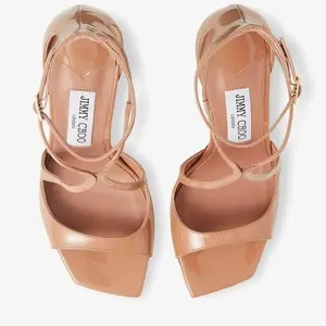 JIMMY CHOO Azia Lacquered Leather Sandals - Nude