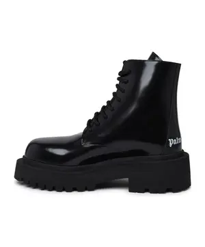 Palm Angels Logo Printed Round Toe Lug Sole Boots