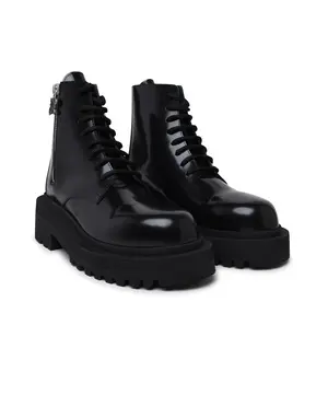Palm Angels Logo Printed Round Toe Lug Sole Boots