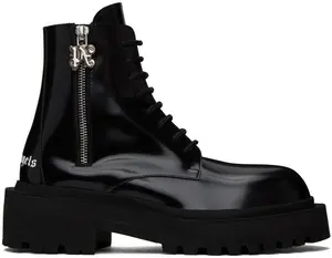 Palm Angels Logo Printed Round Toe Lug Sole Boots