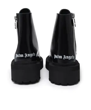 Palm Angels Logo Printed Round Toe Lug Sole Boots