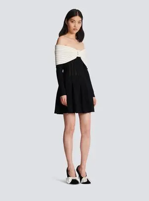 Balmain Off-the-shoulder Skater Dress With Bow Detail
