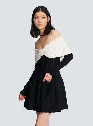 Balmain Off-the-shoulder Skater Dress With Bow Detail