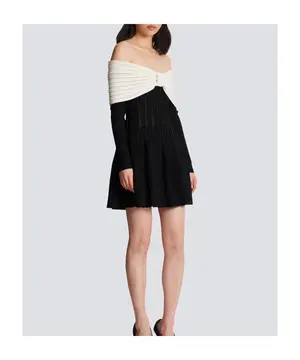 Balmain Off-the-shoulder Skater Dress With Bow Detail