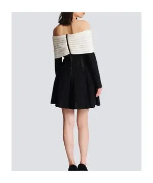 Balmain Off-the-shoulder Skater Dress With Bow Detail