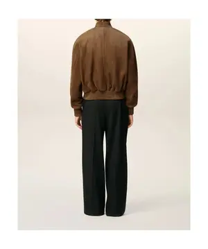 Ami Suede Bomber Jacket With Zip Closure - Brown