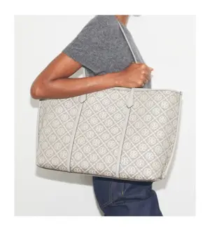 Tory Burch Perry T Monogram Print Tote Bag - Grey