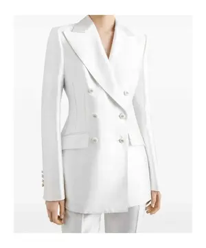 Dolce & Gabbana Double-breasted Stretch-silk Blazer - White