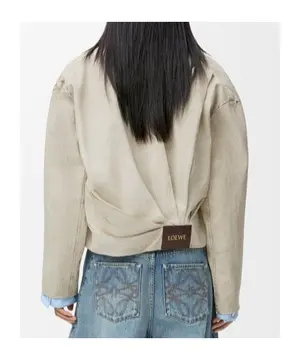 Loewe Draped Denim Jacket - Light Gray