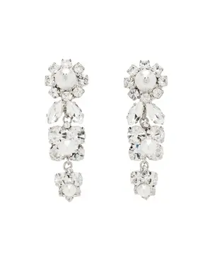 Simone Rocha Crystal And Faux Pearl Cluster Drop Earrings - White