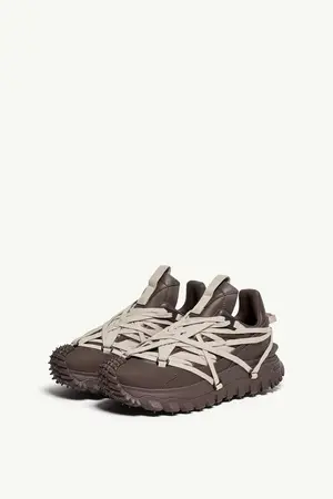 Moncler Trailgrip Megalace Leather Sneakers - Brown