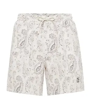 Brunello Cucinelli Paisley Print Swim Shorts - White
