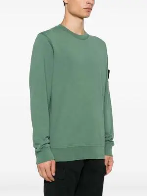 Stone Island Crewneck Sweatshirt With Logo Badge - Sage