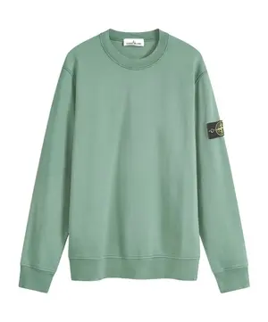 Stone Island Crewneck Sweatshirt With Logo Badge - Sage