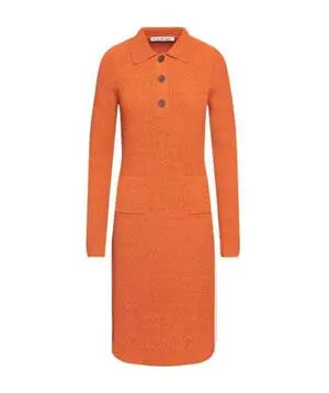 Acne Studios Polo Neck Long Sleeve Dress With Button Detail - Red