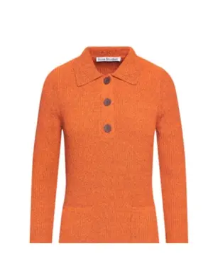 Acne Studios Polo Neck Long Sleeve Dress With Button Detail - Red