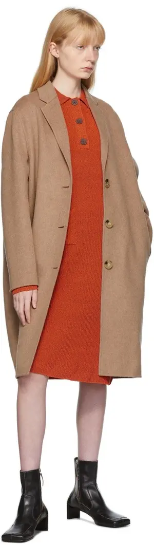 Acne Studios Polo Neck Long Sleeve Dress With Button Detail - Red