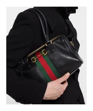 Gucci Medium Boston Bag With Horsebit Detail - Black