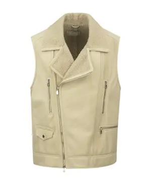 Brunello Cucinelli Zip-up Leather Vest With Fur Collar