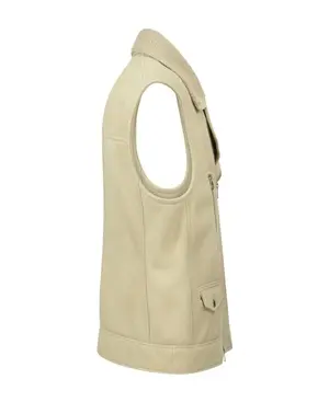Brunello Cucinelli Zip-up Leather Vest With Fur Collar
