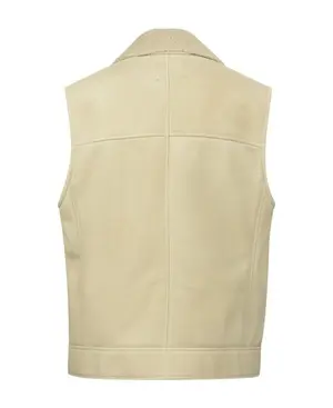 Brunello Cucinelli Zip-up Leather Vest With Fur Collar