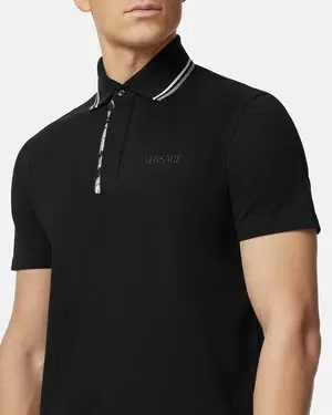 Versace Barocco Embroidered Short-sleeved Polo Shirt