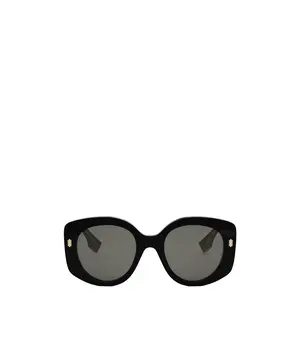Fendi Round Frame Sunglasses With Logo Detail - Black
