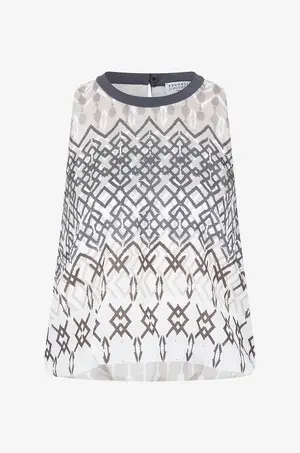 Brunello Cucinelli Geometric Print Silk Blouse