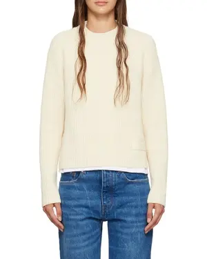AMI Paris Logo Patch Crewneck Jumper - Light Beige