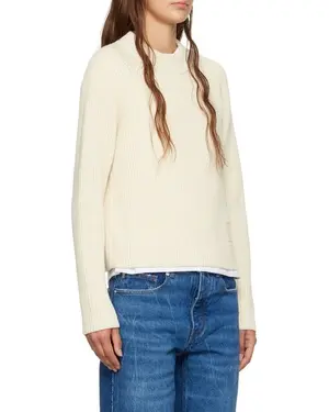 AMI Paris Logo Patch Crewneck Jumper - Light Beige