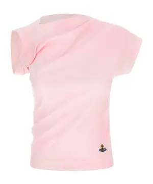 VIVIENNE WESTWOOD Asymmetrical T-shirt With Embroidered Logo - Pink