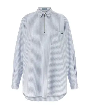 Prada Striped Logo Embroidered Shirt