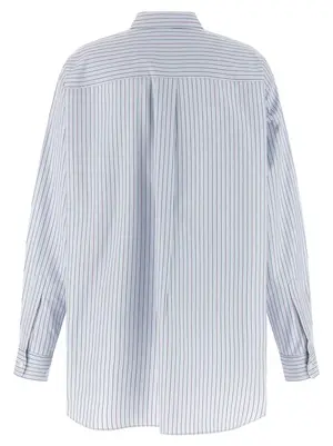 Prada Striped Logo Embroidered Shirt