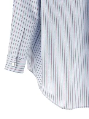 Prada Striped Logo Embroidered Shirt