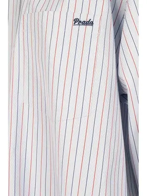 Prada Striped Logo Embroidered Shirt