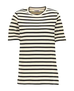 JIL SANDER Striped Jersey T-shirt With Back Logo - No