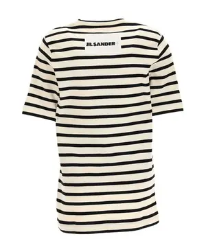 JIL SANDER Striped Jersey T-shirt With Back Logo - No