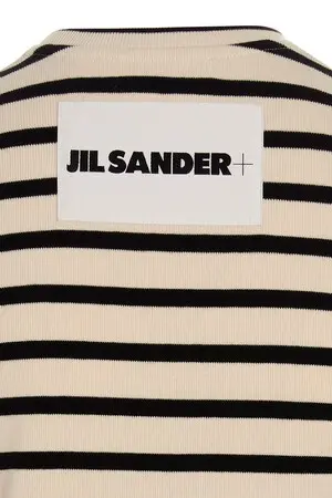JIL SANDER Striped Jersey T-shirt With Back Logo - No