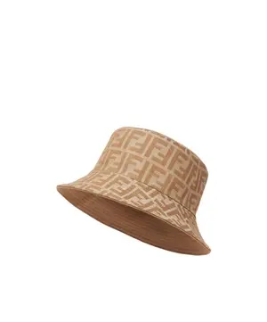 Fendi Logo Embroidered Reversible Bucket Hat - Brown