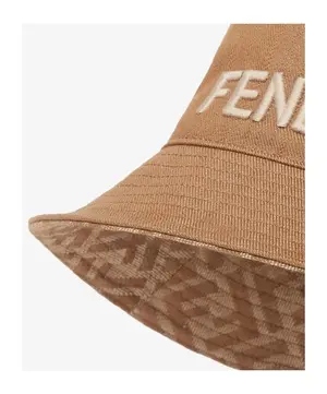 Fendi Logo Embroidered Reversible Bucket Hat - Brown