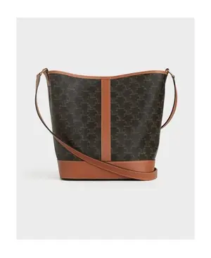 Celine Medium Bucket Bag In Triomphe Canvas And Calfskin