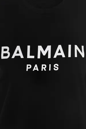 Balmain Logo Printed Crewneck T-shirt - Black