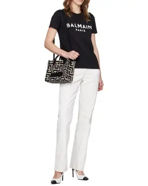 Balmain Logo Printed Crewneck T-shirt - Black