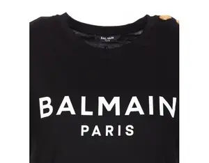Balmain Logo Printed Crewneck T-shirt - Black
